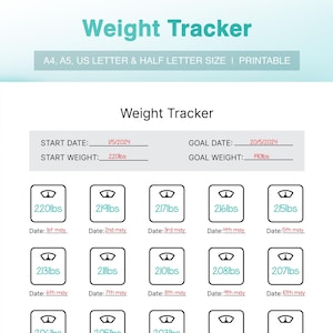 Weight Loss Tracker Printable Weight Loss Chart, 30 Day Weight Tracker ...