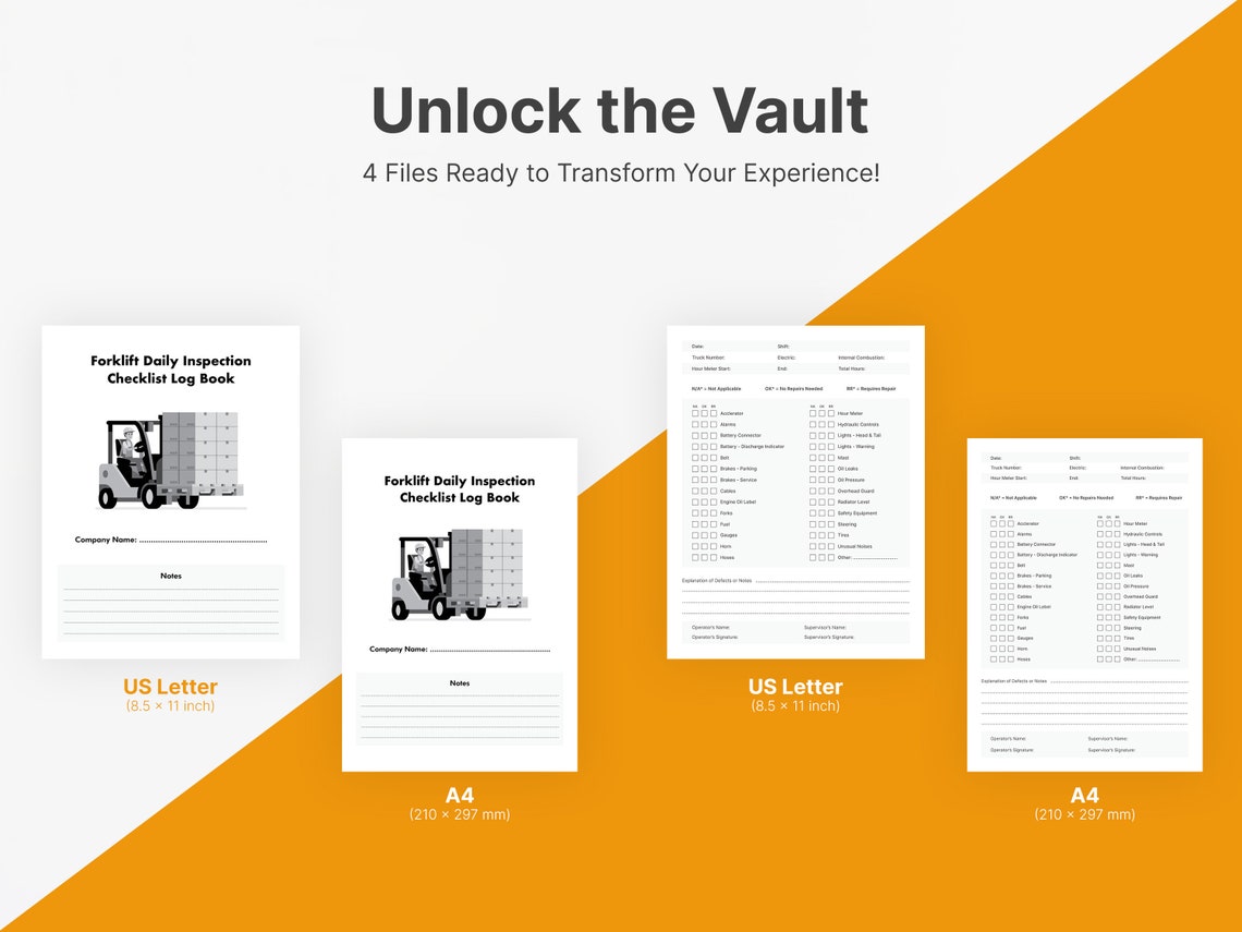 Printable Forklift Maintenance Checklist Log Book Template Daily ...