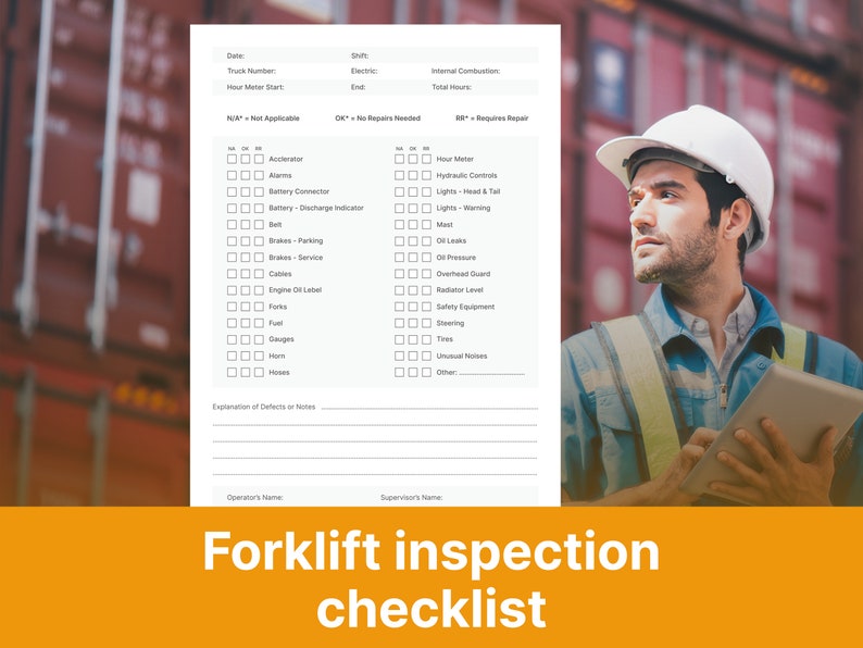 Printable Forklift Maintenance Checklist Log Book Template Daily ...