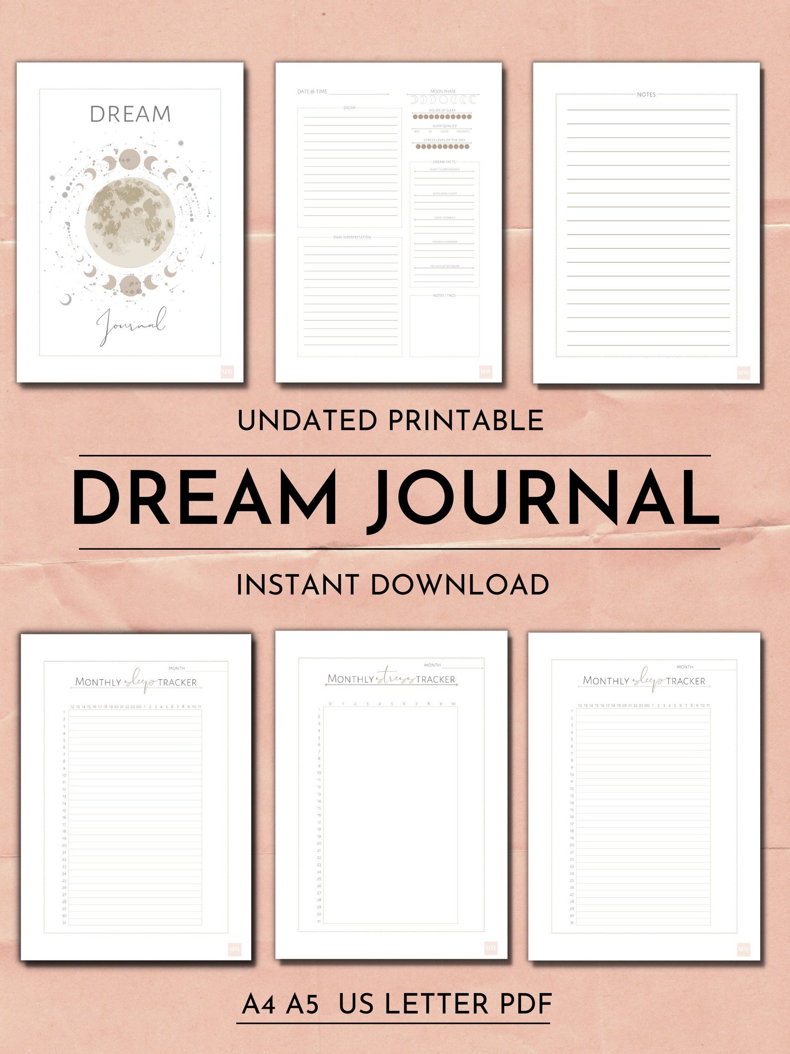 Dream Journal Printable, Dream Analysis, Dream Tracker, Dream Diary ...
