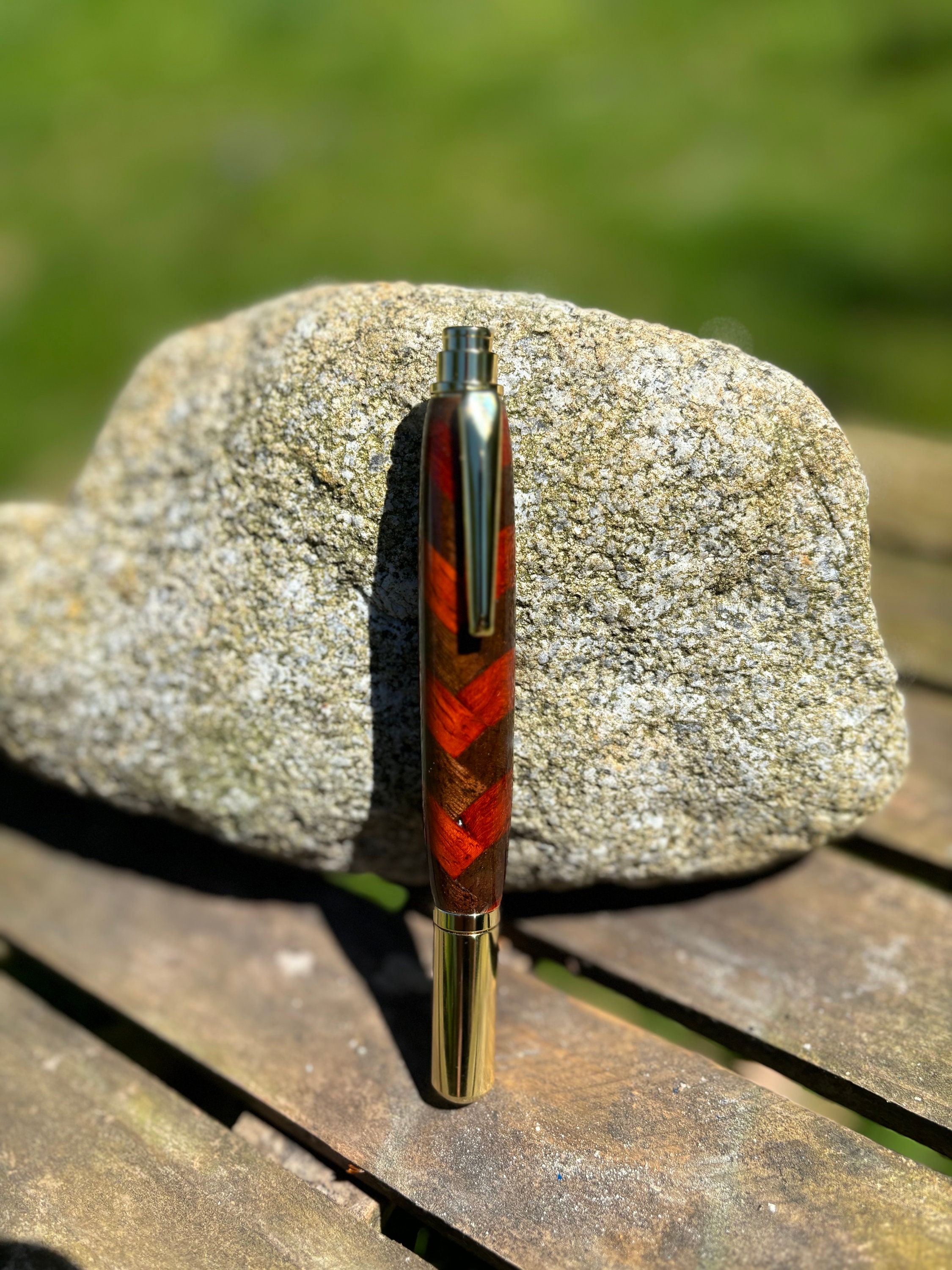 Padauk and Walnut Herringbone Rollerball Pen - Etsy