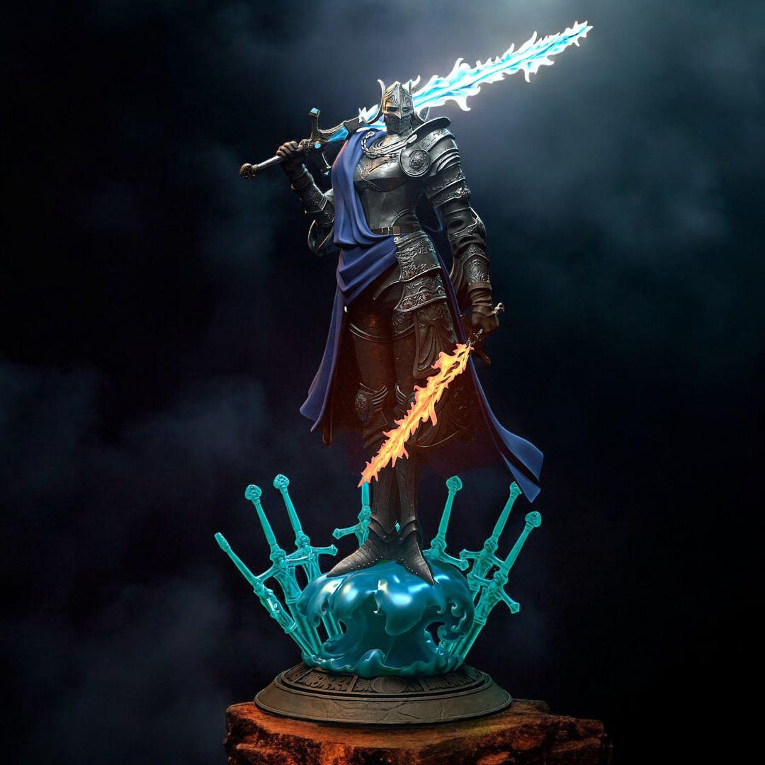 Elden Ring Rellana Statue | Rellena Twin Moon Knight 3d Resin Figure ...