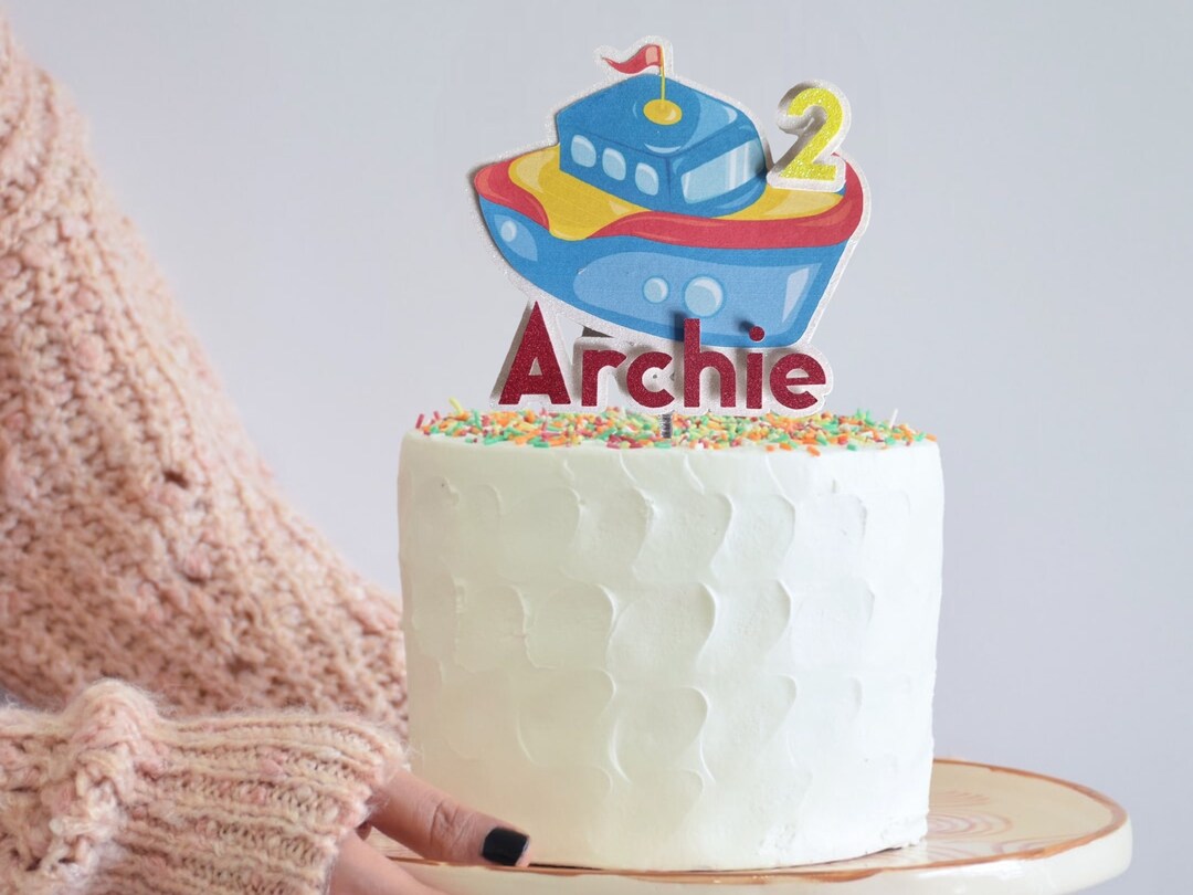 Tugboat Cake Topper, Boat Cake Topper, Boat Birthday Cake, Colourful ...