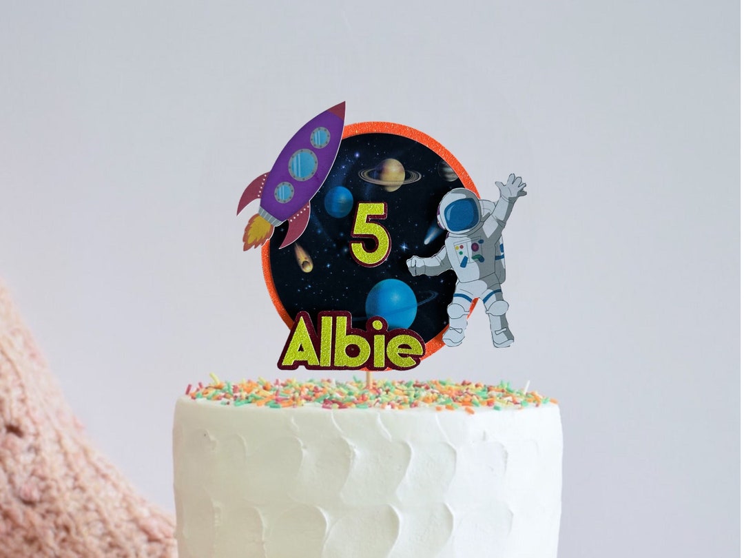 Space Themed Cake Topper, Rocket Cake Topper, Space Birthday Cake ...