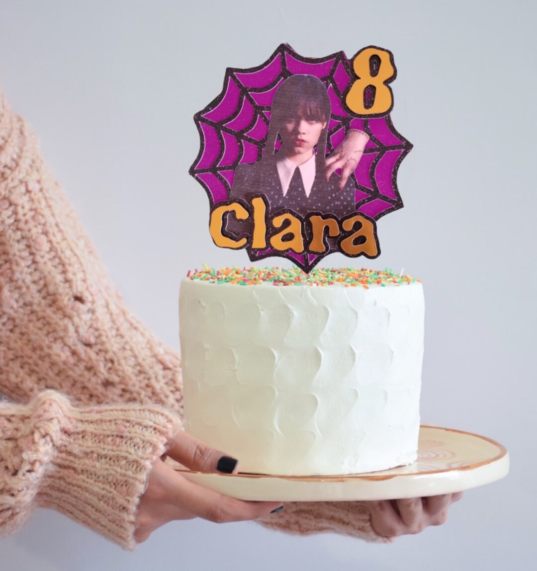 Wednesday Addams Personalised Glitter Birthday Cake Topper Netflix ...