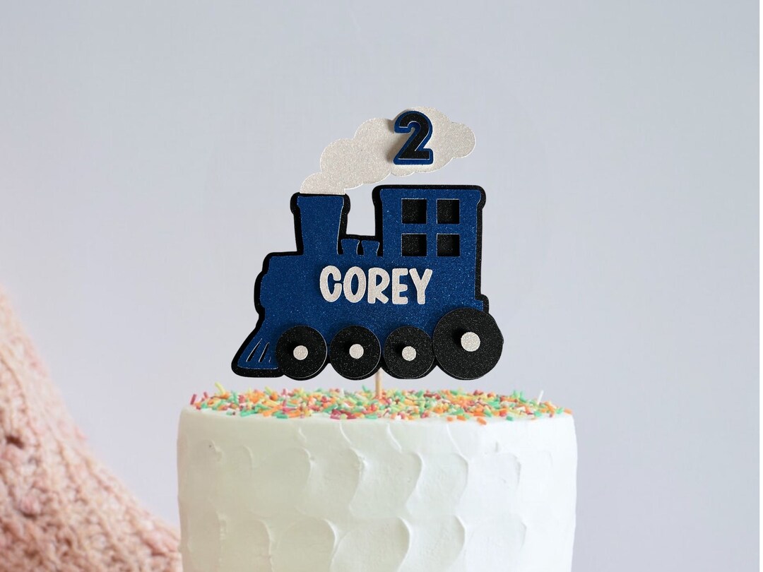 Personalised Glitter Train Birthday Cake Topper - Etsy