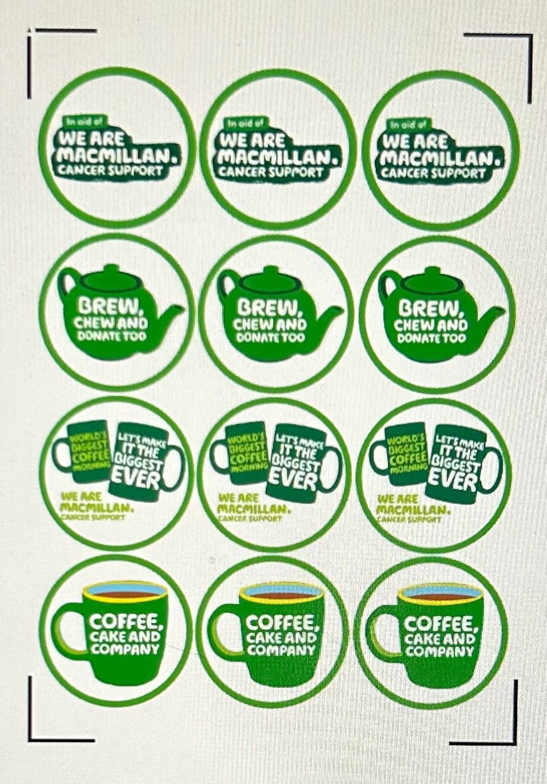 Macmillan Cancer Support Edible Icing Sheet Cupcake Toppers, Macmillan ...