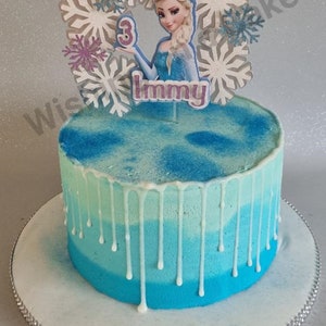 Personalised Glitter Frozen Themed Birthday Cake Topper Elsa and ...