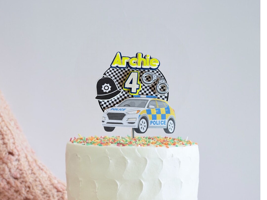 Police Cake Topper, Police Car Cake Topper, Policeman Birthday Cake ...