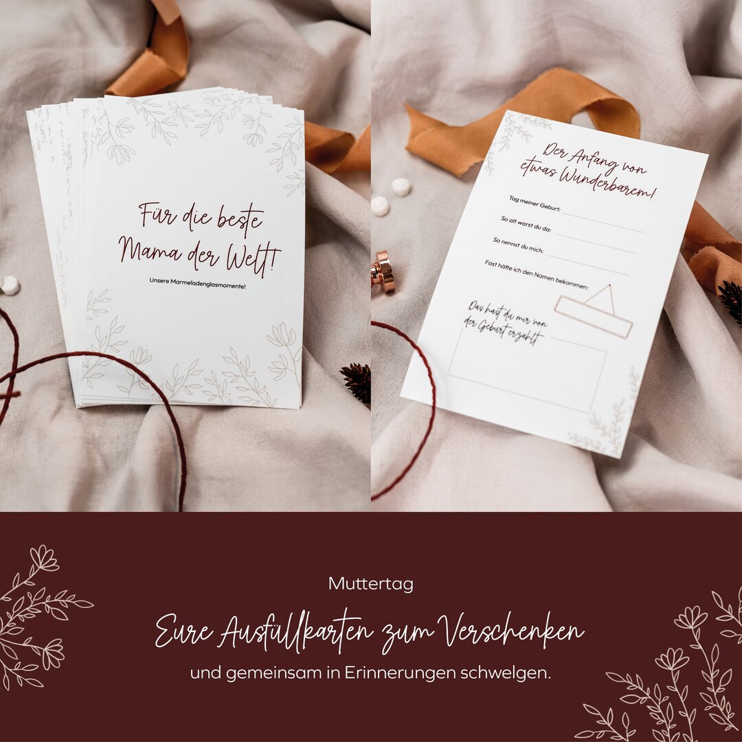 Mother's Day Gift / Fill-in Cards About Childhood and the Mother-child ...