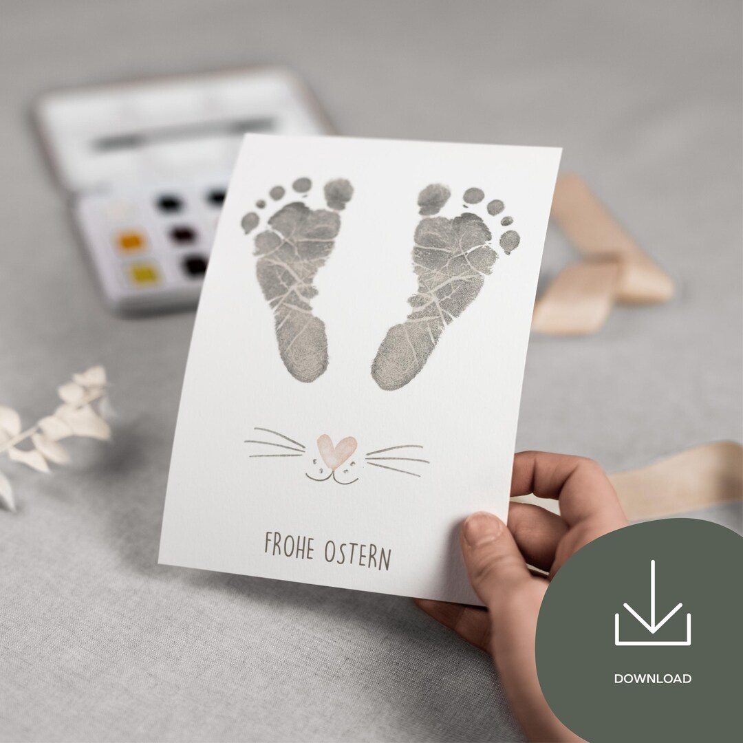 Easter Footprint Set Rabbit and Carrot as a Digital Download for Baby ...