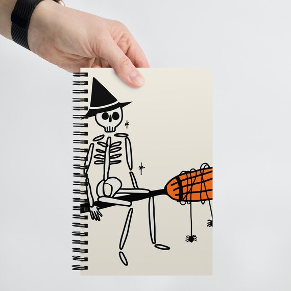 Spiral Notebook Bones Witches Broom Stick Journal - Etsy