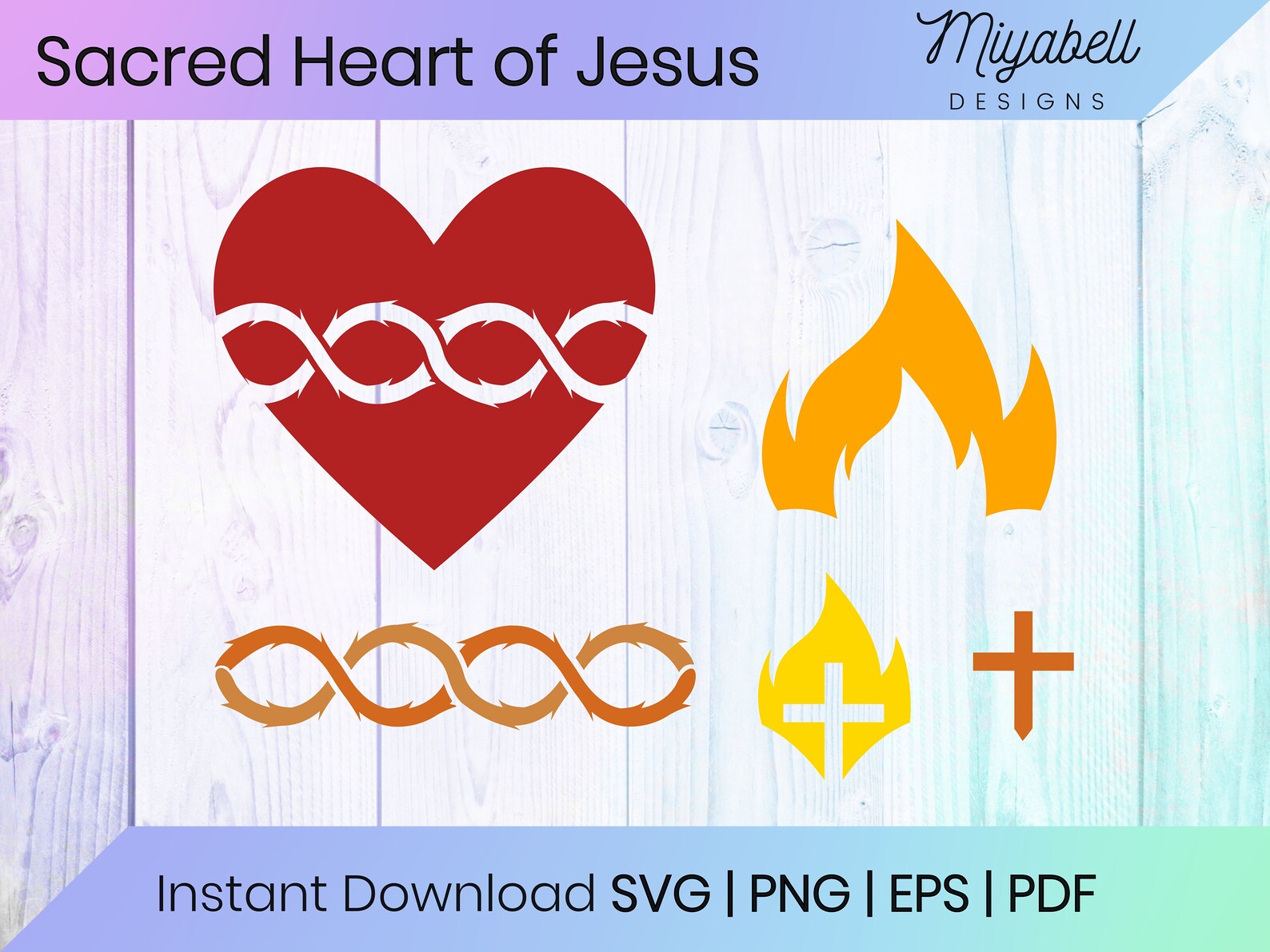 Sacred Heart of Jesus Christ Clipart, Multiple File Formats Svg, Pdf ...