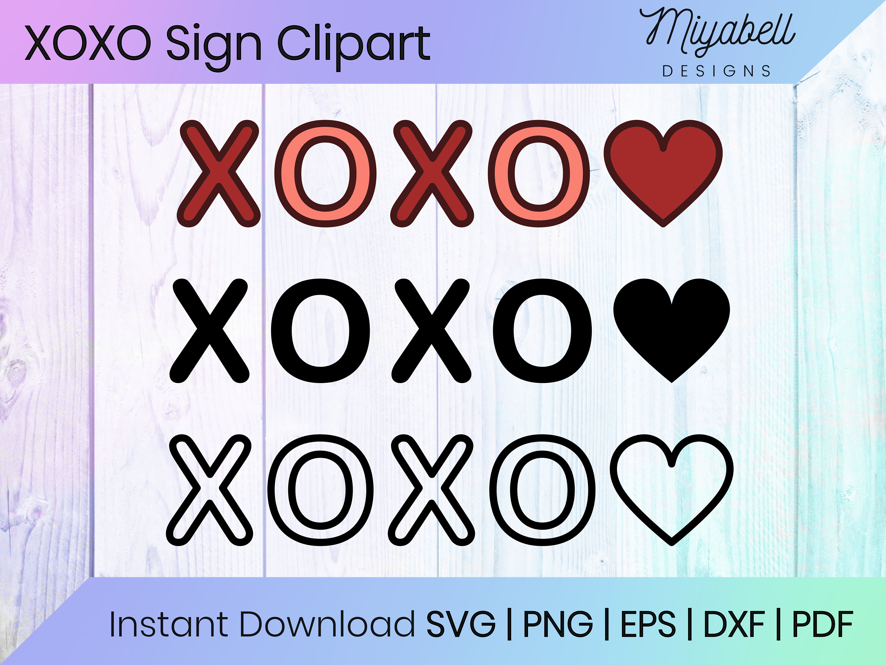 Cute XOXO Sign With Heart Clipart, Hugs and Kisses, Format Svg, Png ...