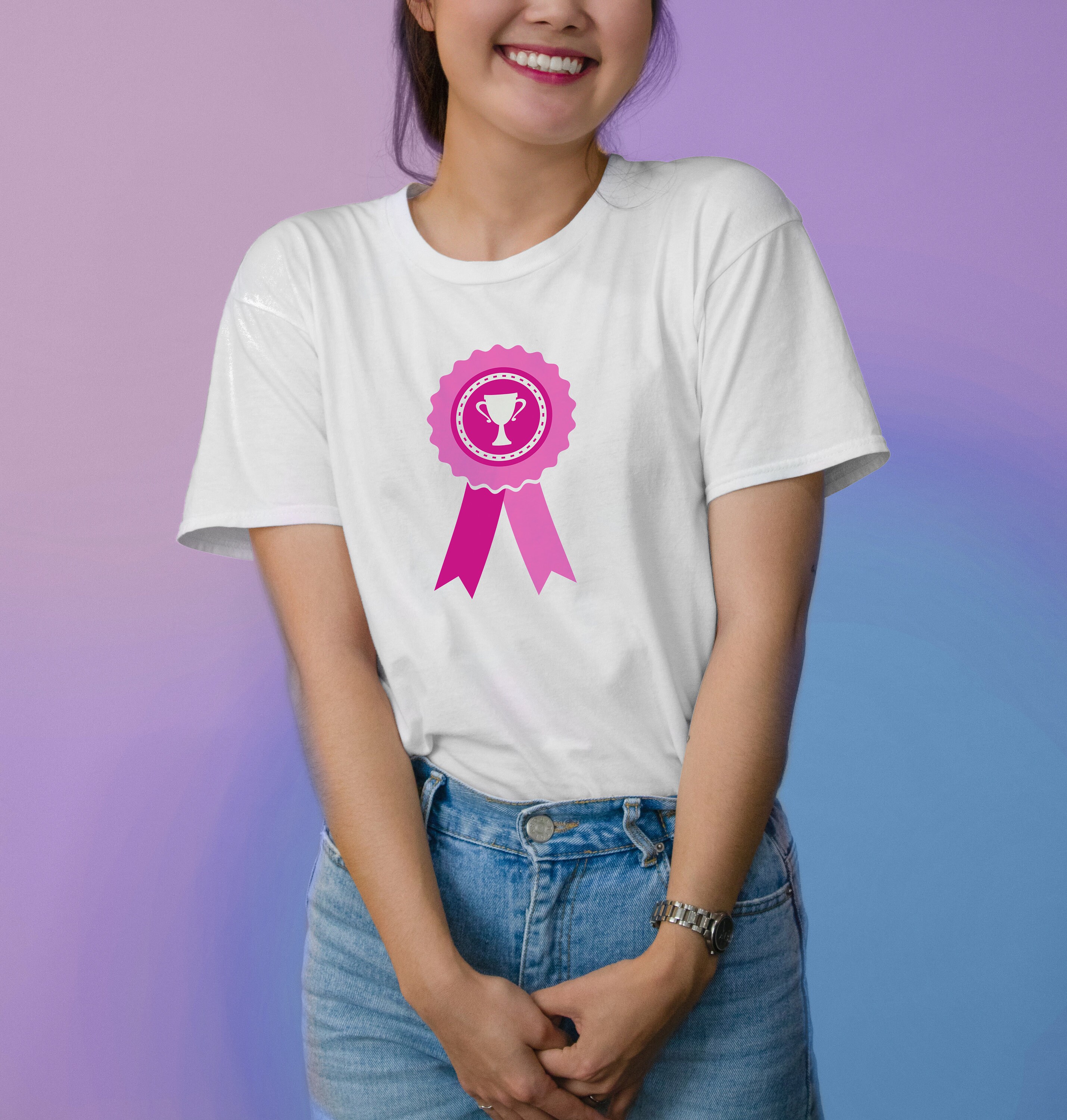 Pink Rosette Ribbon Award, Pink Award, Reward Badge, Svg, Png, Eps, Pdf ...