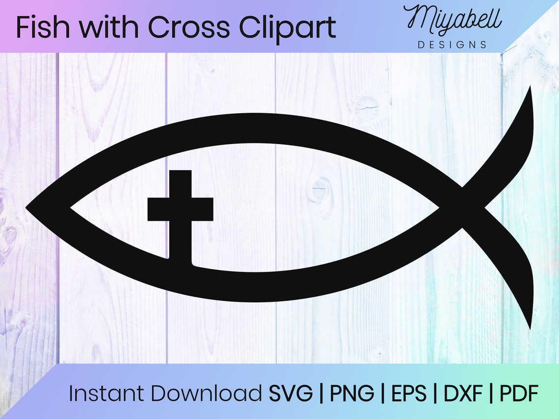 Fish With a Cross, Christian Symbol, Format Svg, Png, Eps, Dxf, Pdf ...