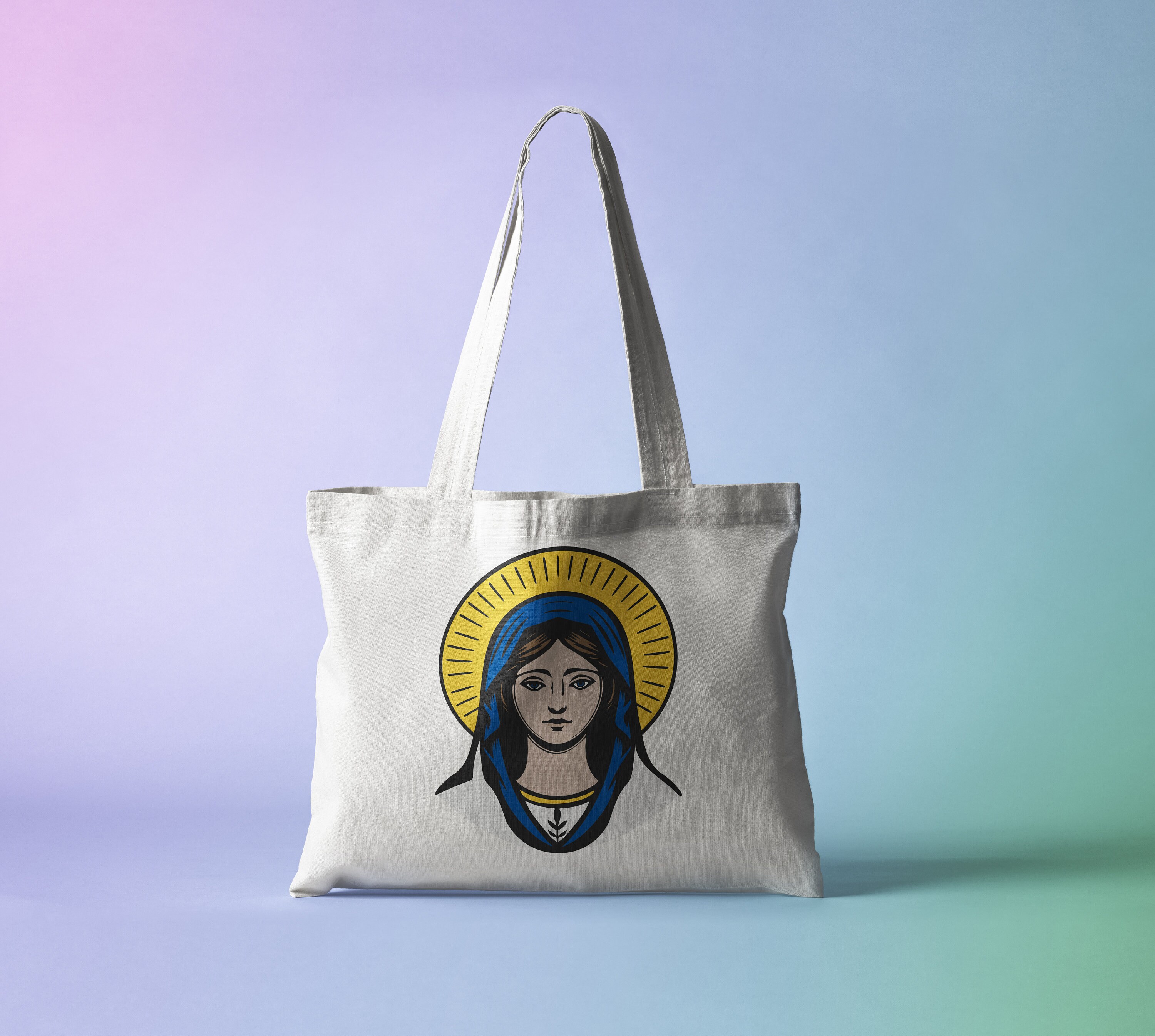 Saint Mary Clipart, Virgin Mary With Halo, Format Svg, Png, Eps, Dxf ...