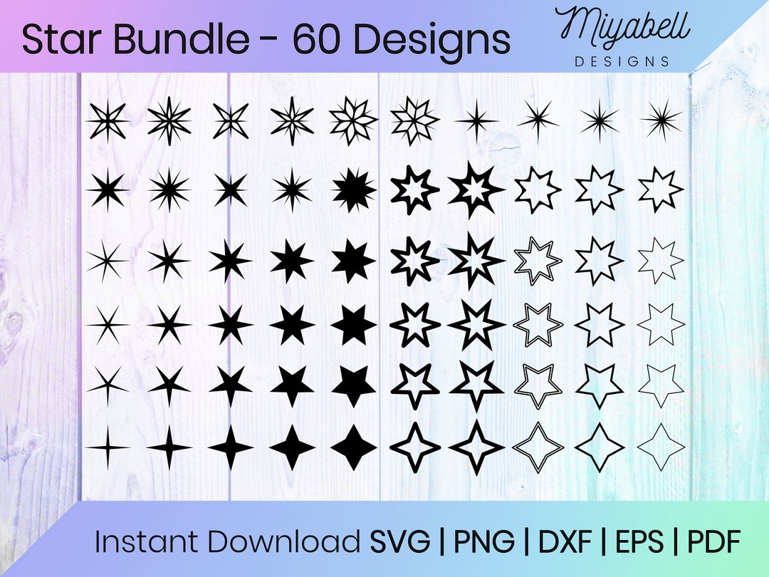 Stars Bundle SVG, Sparkles Bundle SVG, Star Cut Files DXF, Clipart ...