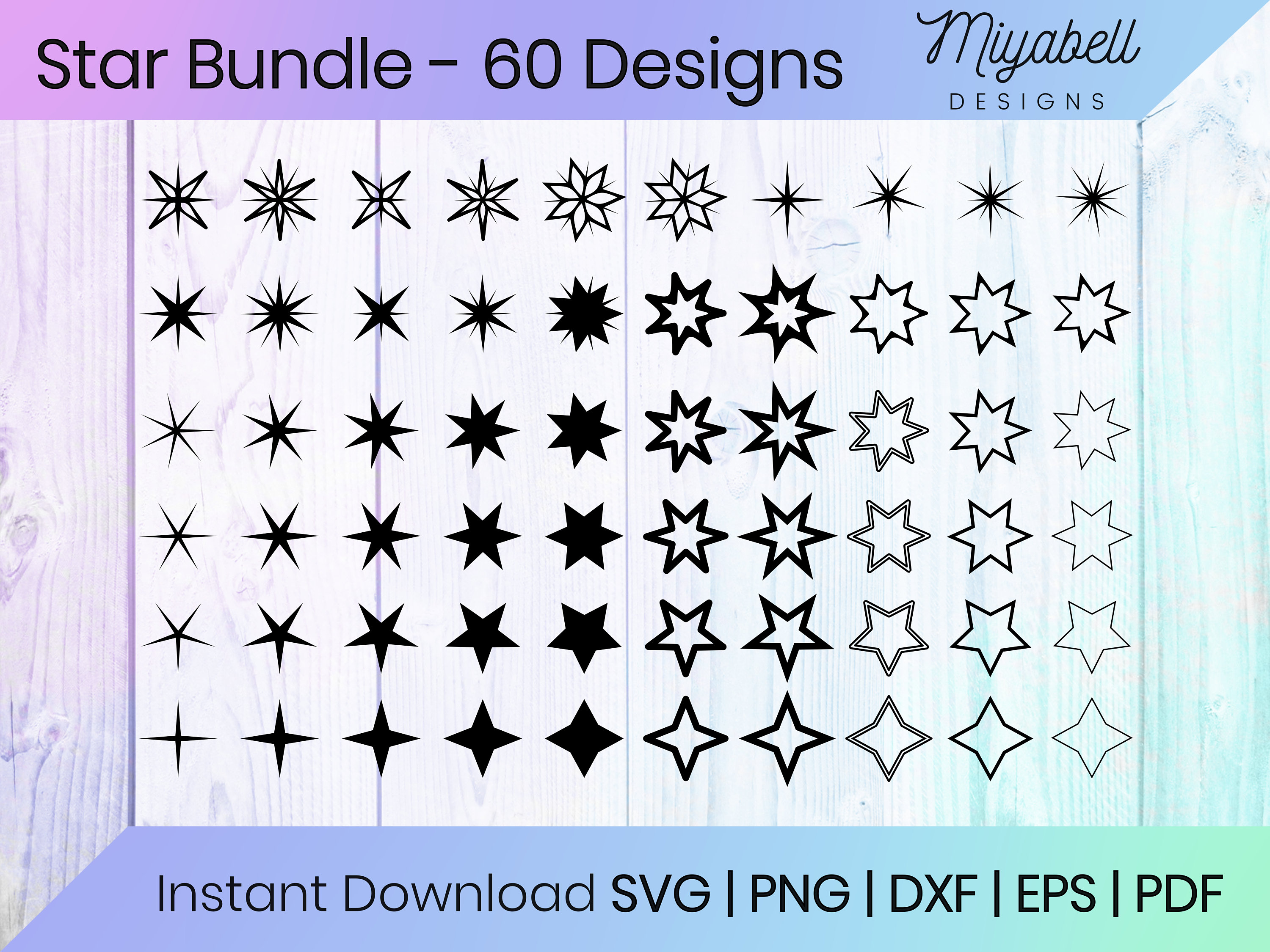 Stars Bundle SVG, Sparkles Bundle SVG, Star Cut Files DXF, Clipart ...