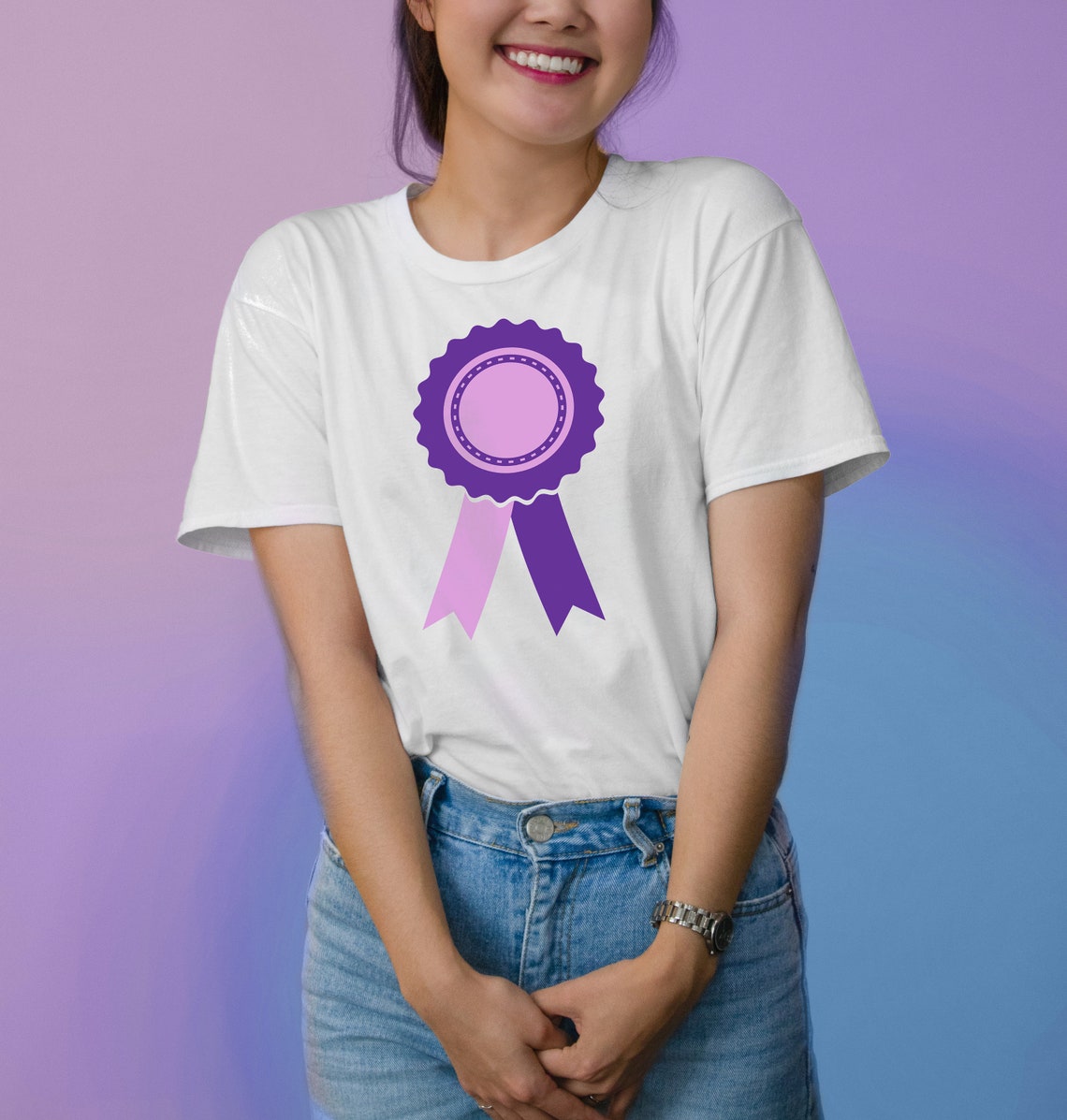 Purple Rosette Ribbon Award, Violet Fabric Reward Badge, Svg, Png, Eps ...