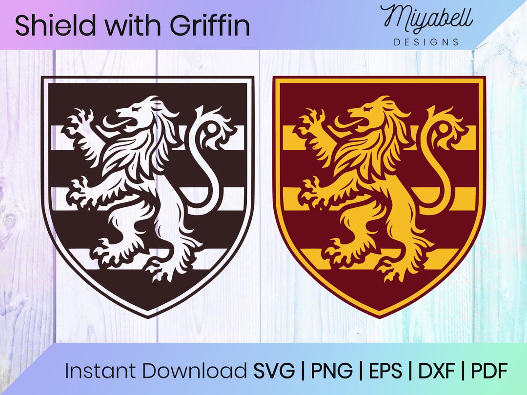 Shield With Griffin, Lion, Gryphon, Format Svg, Png, Eps, Dxf, Pdf ...