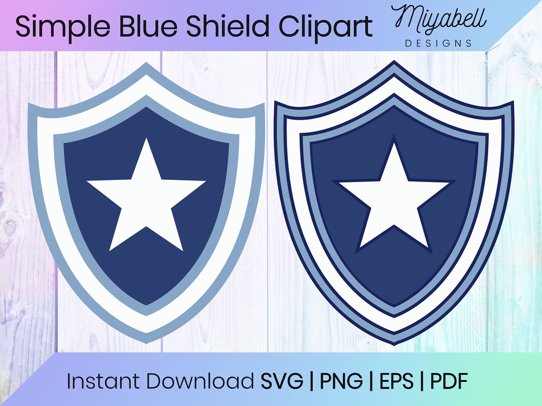 Simple Blue Shield With a Silver Star, Multiple File Formats Svg, Png ...
