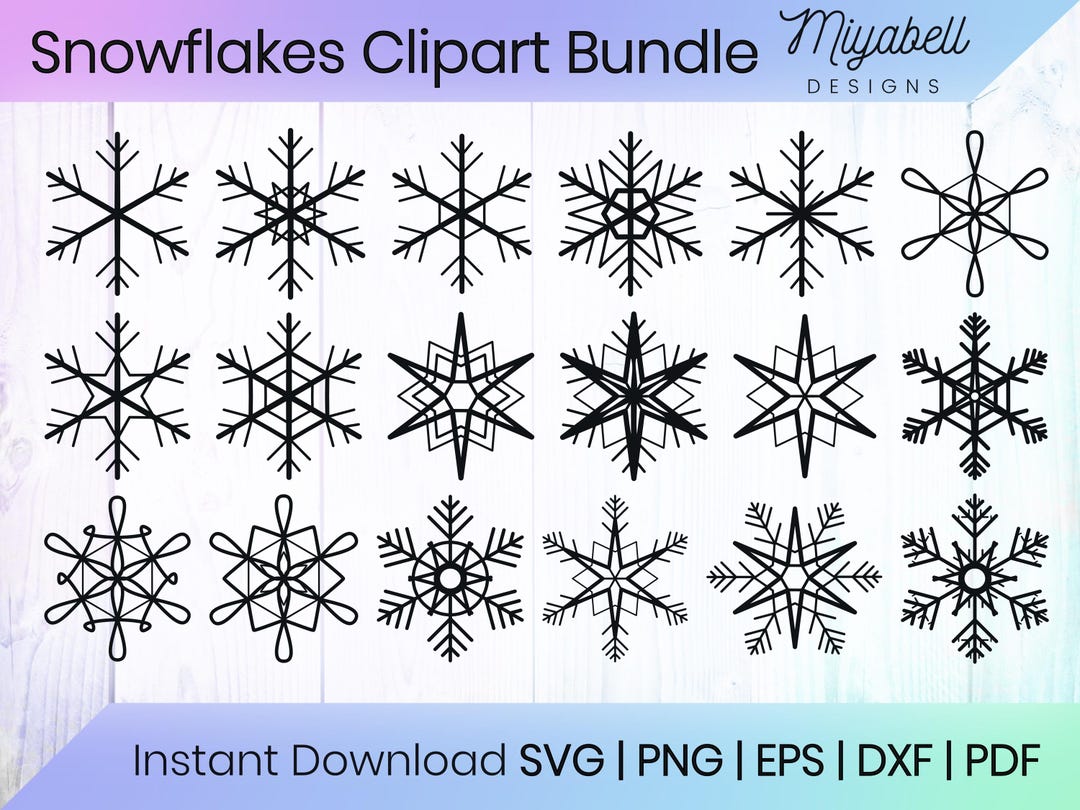 Snowflake Clipart Bundle: 18 Snow Designs (digital File) - Etsy