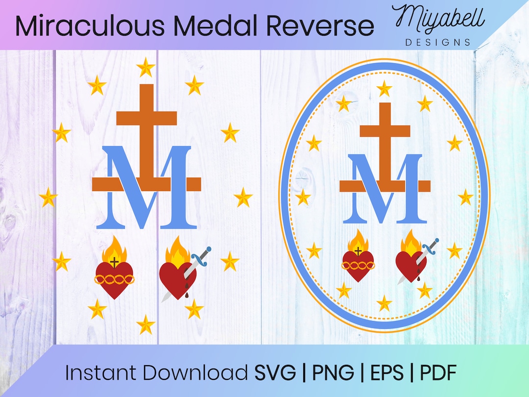 Miraculous Medal SVG, PNG: Saint Mary Clipart, Commercial Use (digital ...