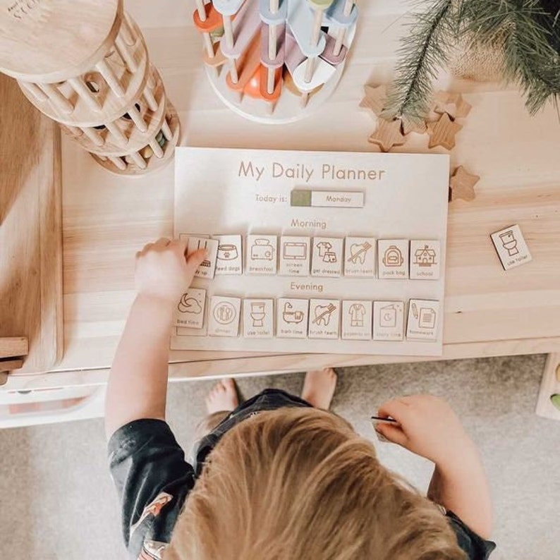 Wooden Daily Routine Chart, My Daily Routine, Routine Chart, Chore ...