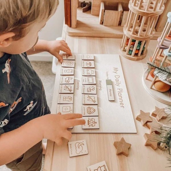 Wooden Daily Routine Chart, My Daily Routine, Routine Chart, Chore ...