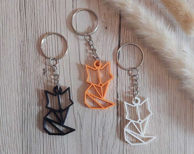 Fox Keychain/bag Charm, 3D Printed, Unique Gift, Black, White, Pla ...