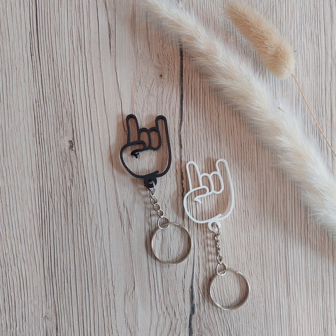 Metal Hand Sign Keychain/bag Charm, 3D Printed, Unique Gift, Black ...
