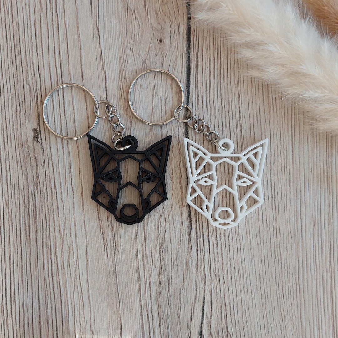 Wolf Keychain/bag Charm, 3D Printed, Unique Gift, Black, White , Pla ...
