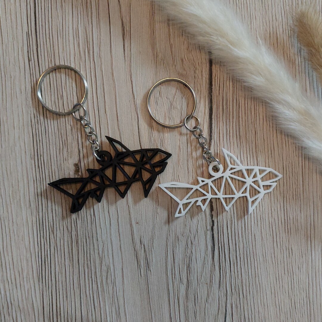Shark Keychain/bag Charm, 3D Printed, Unique Gift, Black, White, Pla ...