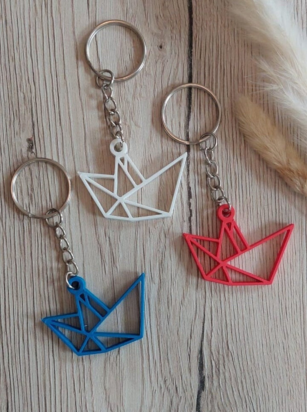 Origami Paper Boat Keychain/bag Charm, 3D Printed, Unique Gift, Black ...