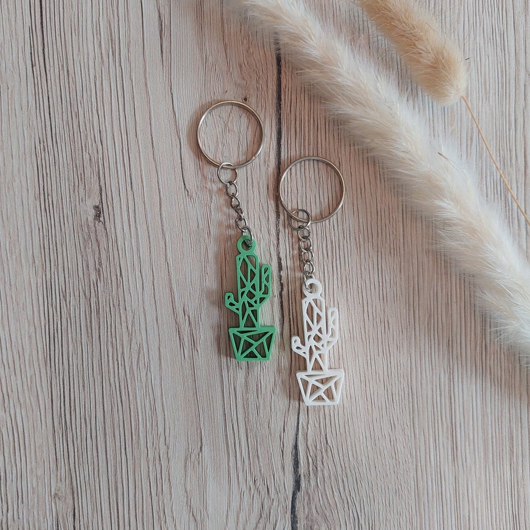 Cactus Keychain/bag Charm, 3D Printed, Unique Gift, Black, White, Pla ...