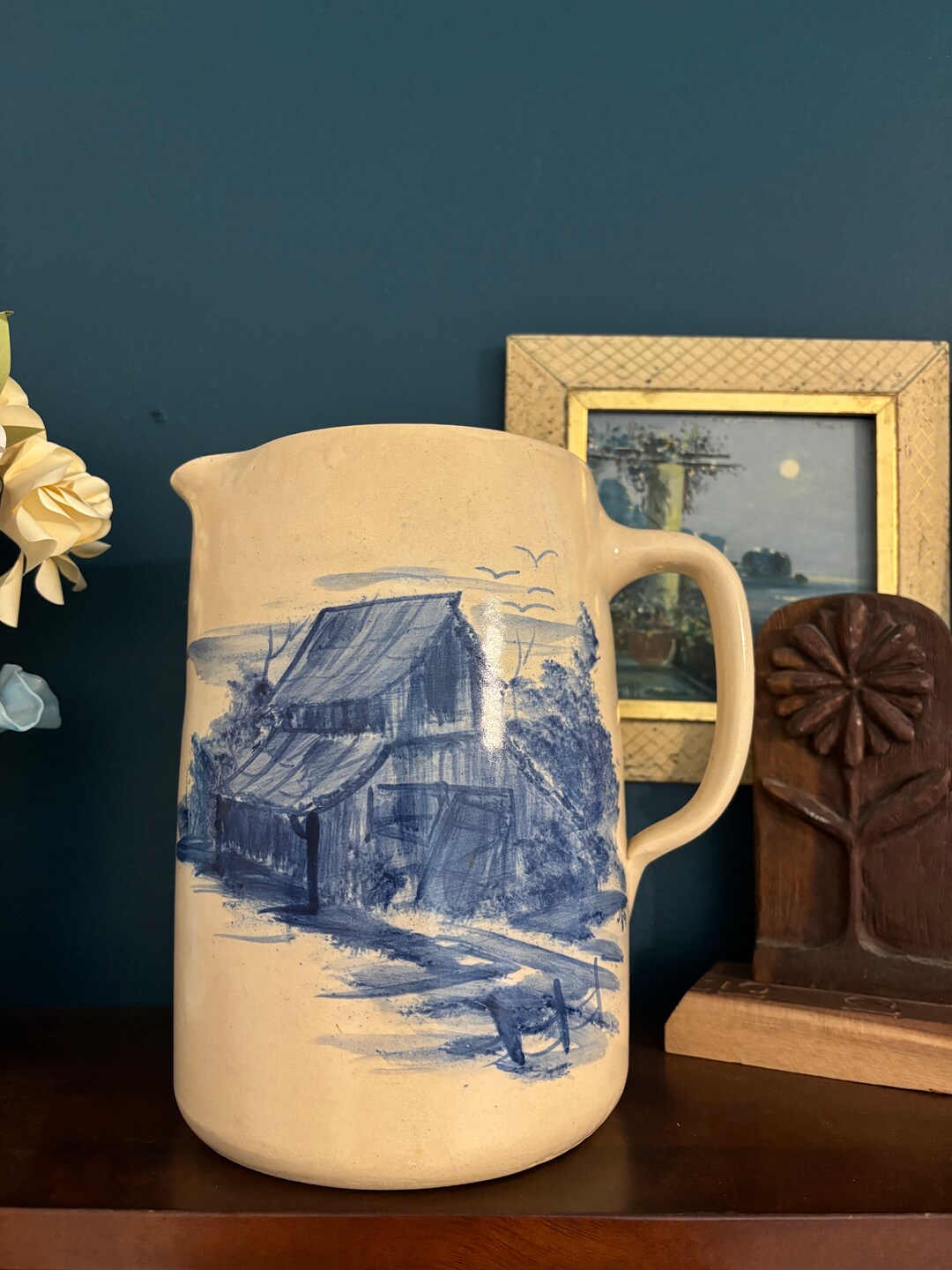 P.R. Storie Pottery Co. Handpainted Ceramic Pitcher - Etsy