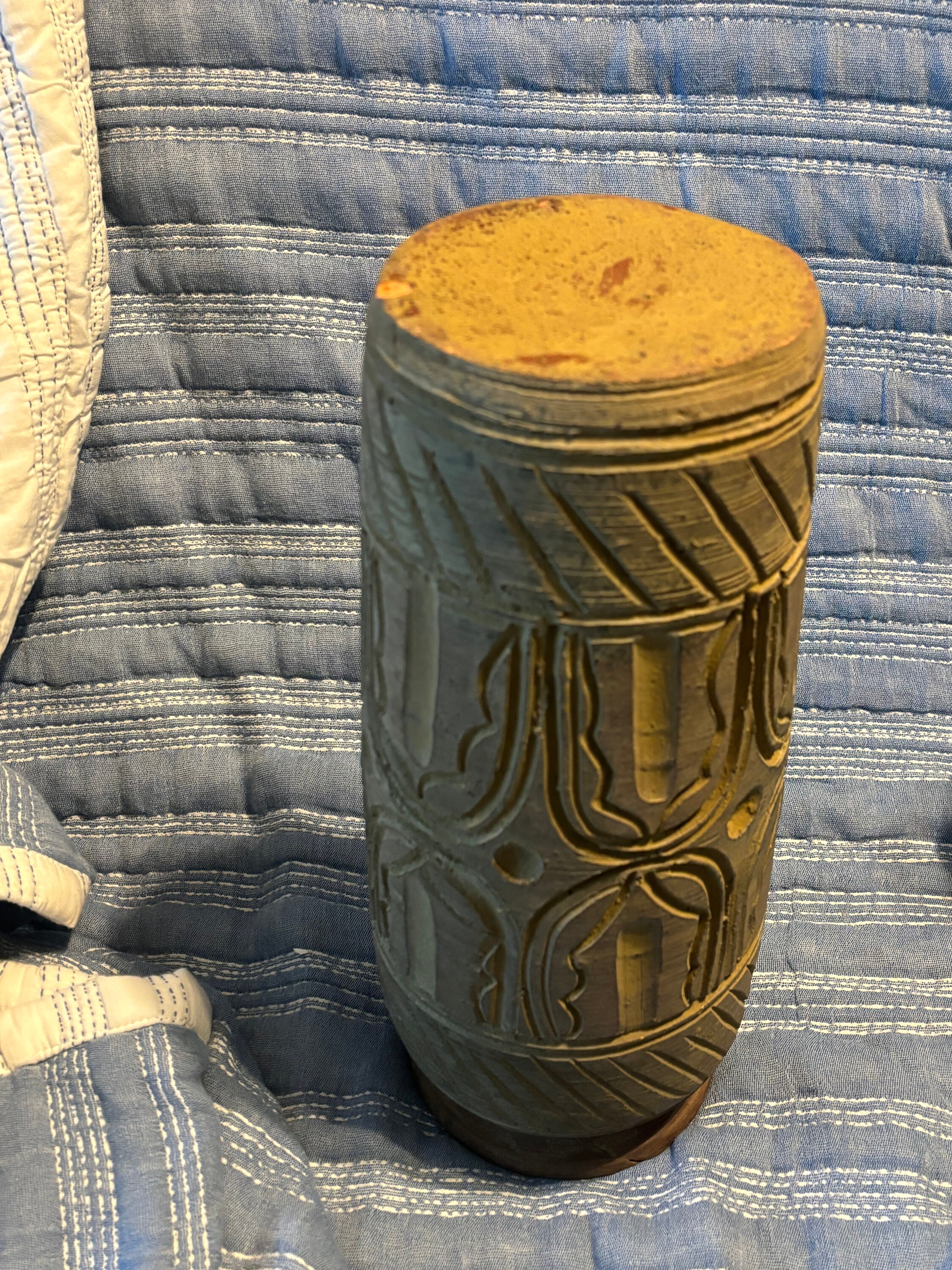 Vintage Tall Carved Pottery Floor Vase - Etsy