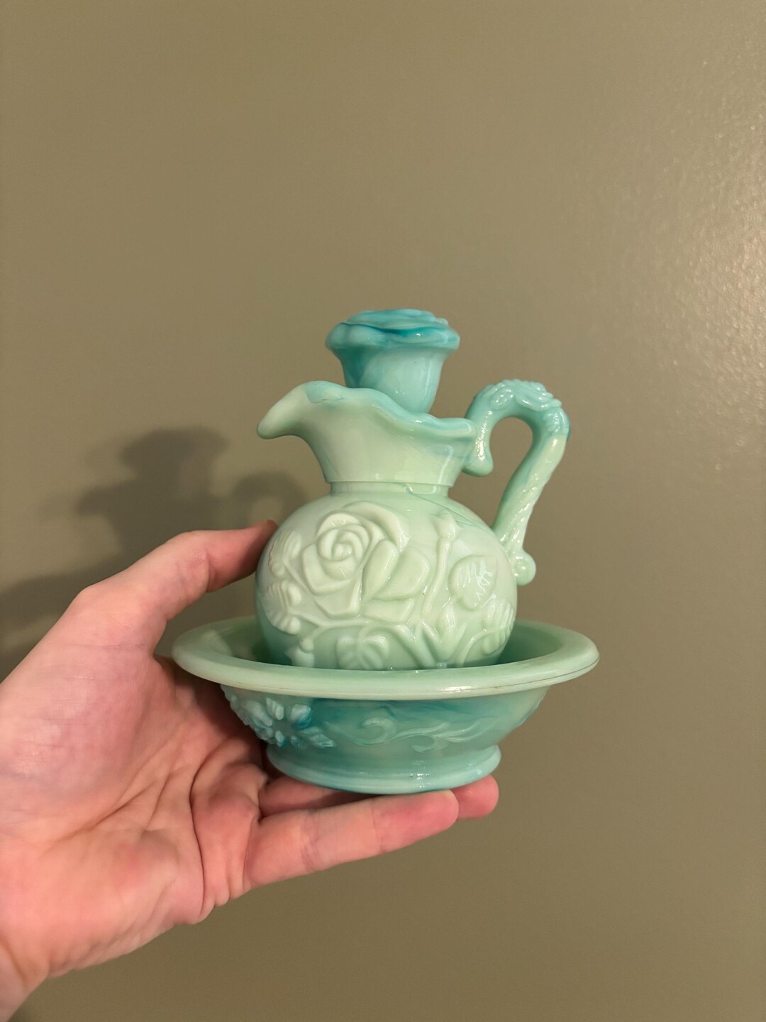 Avon Slag Glass Bottle, Stopper, & Basin - Etsy