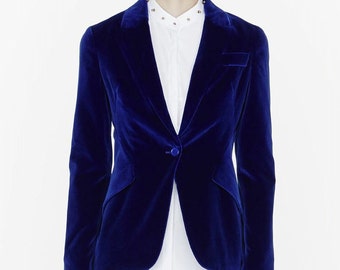 Blue Velvet Jacket Women - Etsy