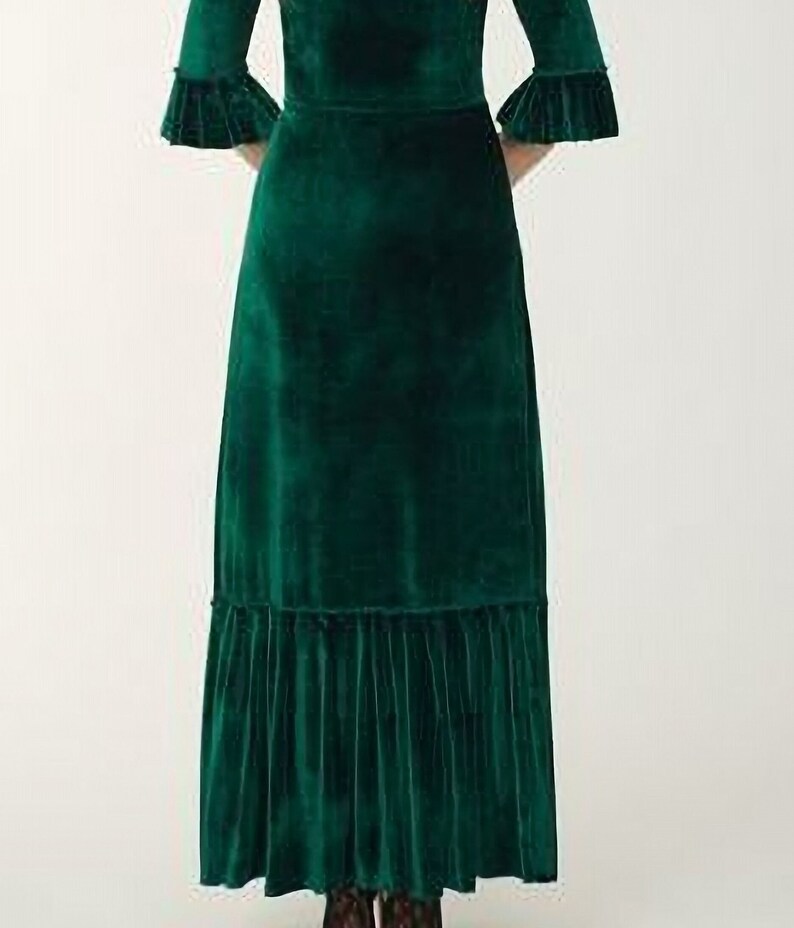 Emerald Green Velvet Wedding Dress Velvet Bridesmaid Dress Dark Green