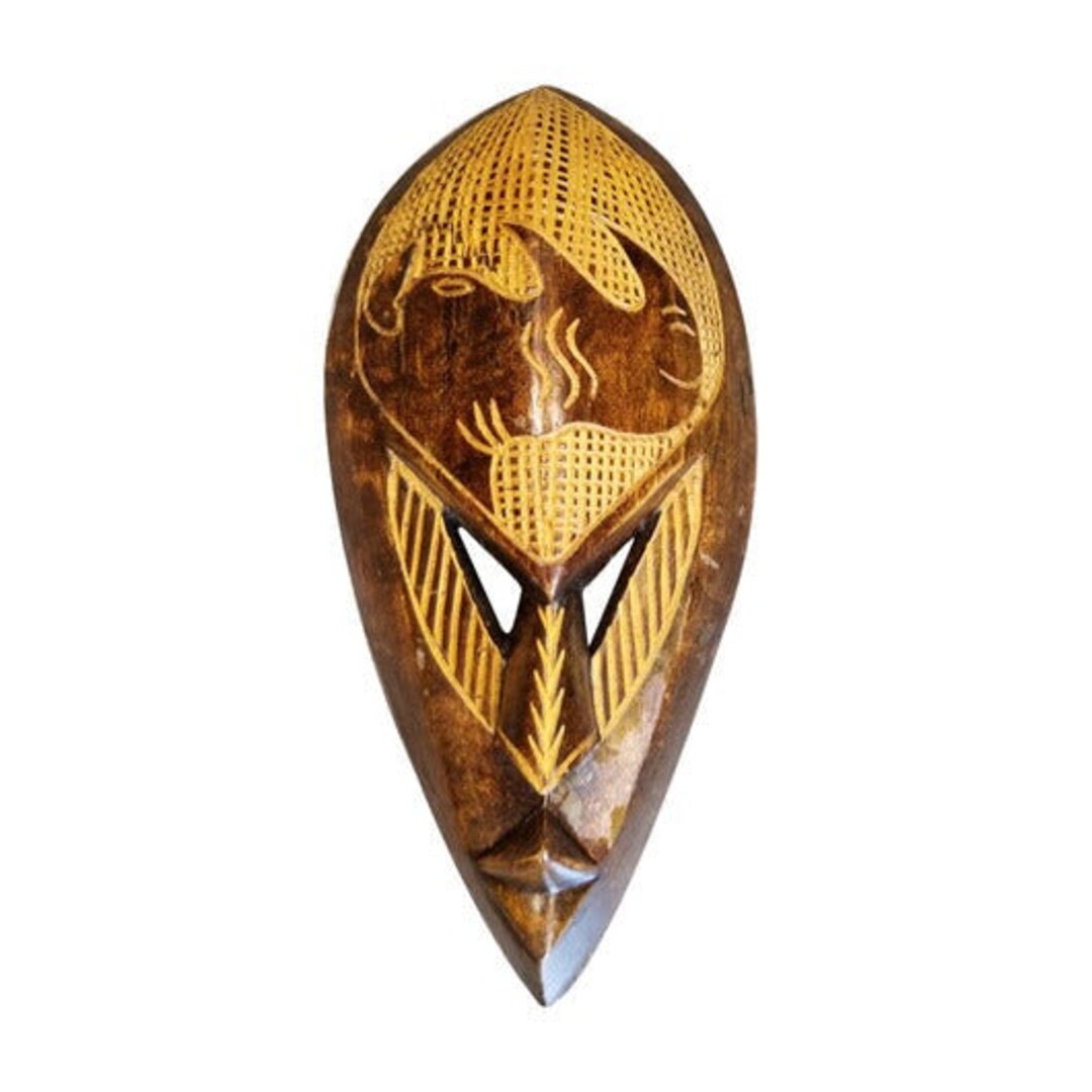 West African Wall Art Hand Carved Neem Wood Brown Etched Medium ...