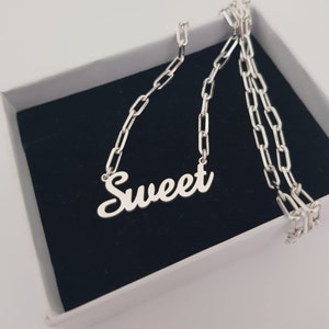 Name Necklace With Paper Clip Chain,silver Name Necklace,gold Name ...