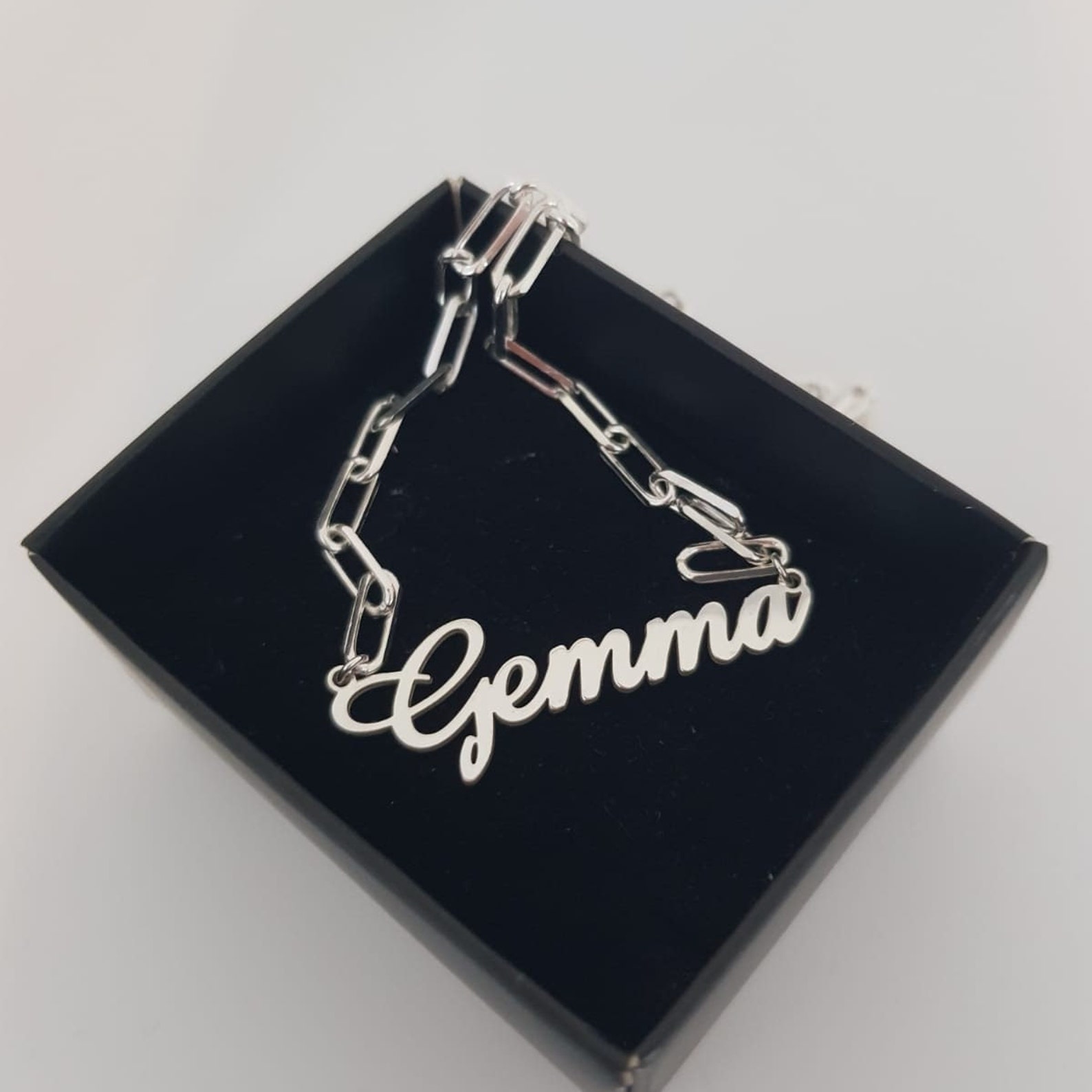 Name Necklace With Paper Clip Chain,silver Name Necklace,gold Name ...