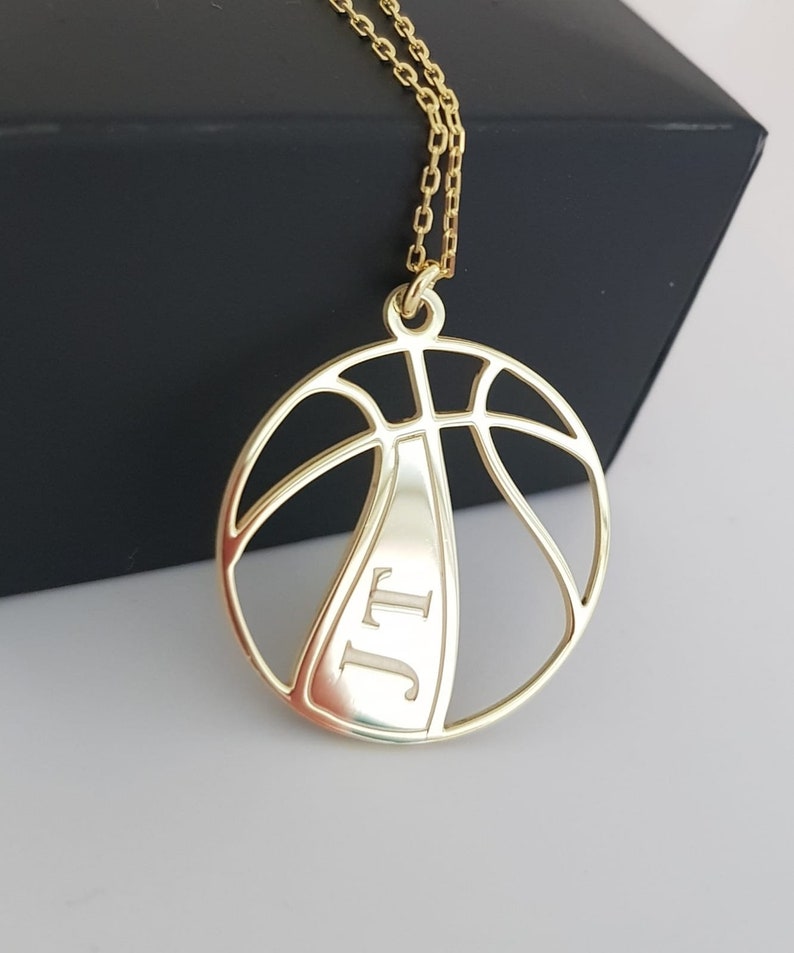 Custom Basketball Name Necklace, Silver Basketball Necklace, Basketball ...