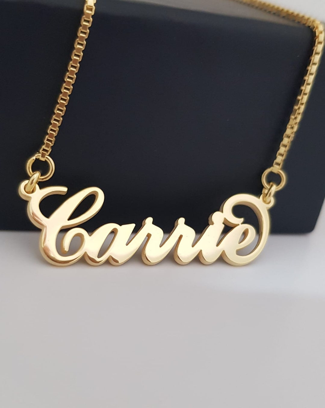 Gold Script Name Necklace, Carrie Style Name Necklace , Silver Handmade ...