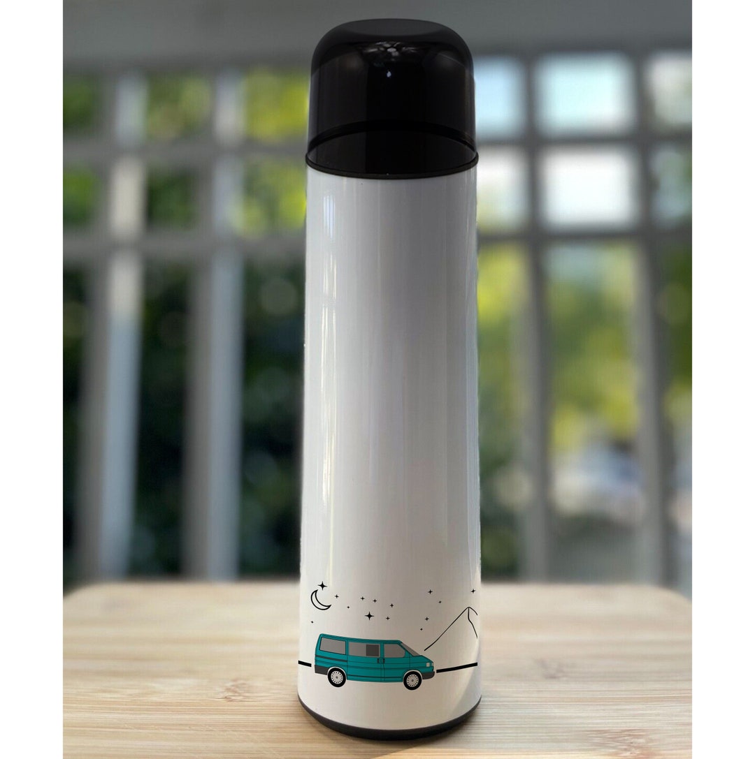 VW T4 Camper Van Flask Fully Customisable Personalised Vacuum Thermos ...