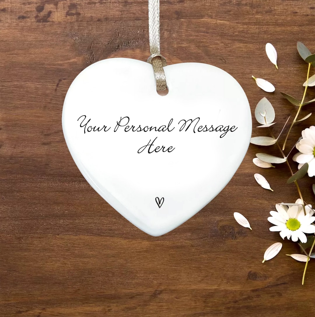 Handmade Ceramic Love Heart With Personalised Message and Gift Bag ...