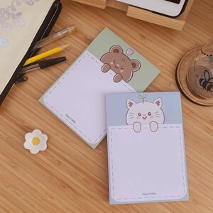 Charlie Cat A6 Pocket Note Notepad Cute Blue To-do List | Tear off ...