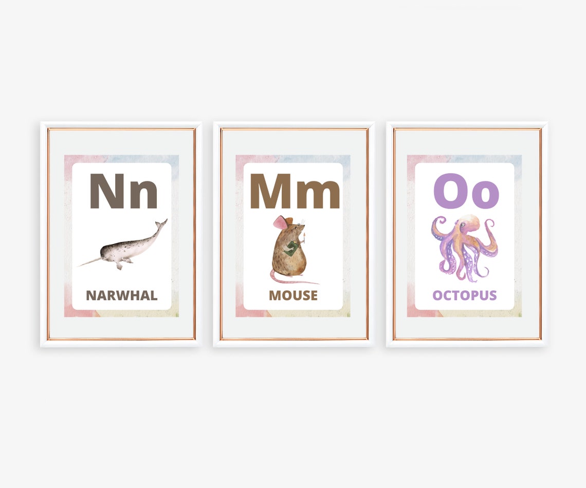 Alphabet Poster Set Alphabet Flashcards 26 Alphabet - Etsy
